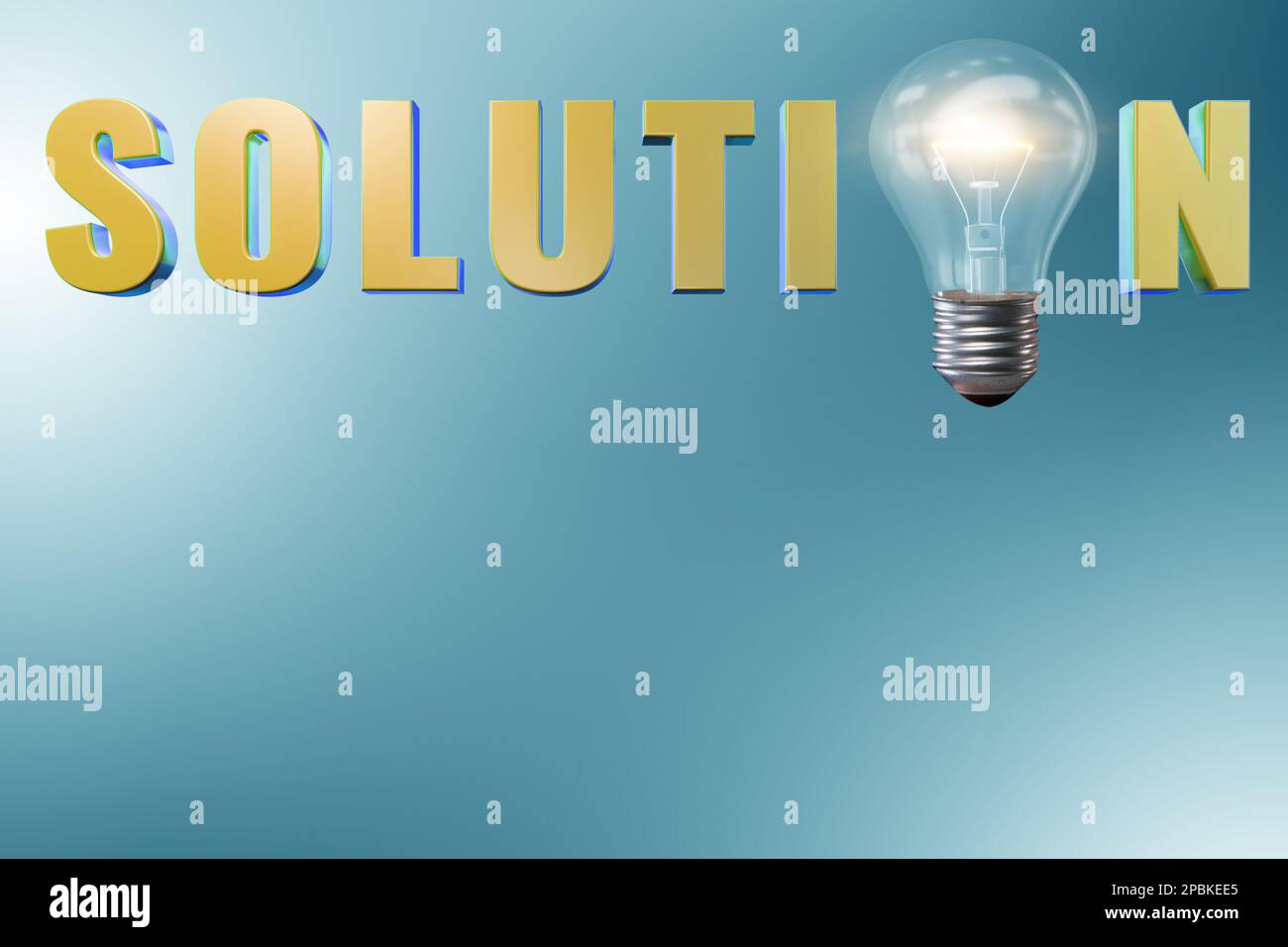 Concept of soluton with the light bulb - 3d rendering Stock Photo - Alamy