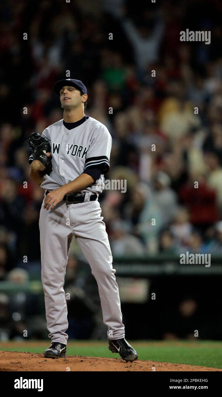 New York Yankees pitcher Chase Wright reacts to Boston Red Sox's Mike ...