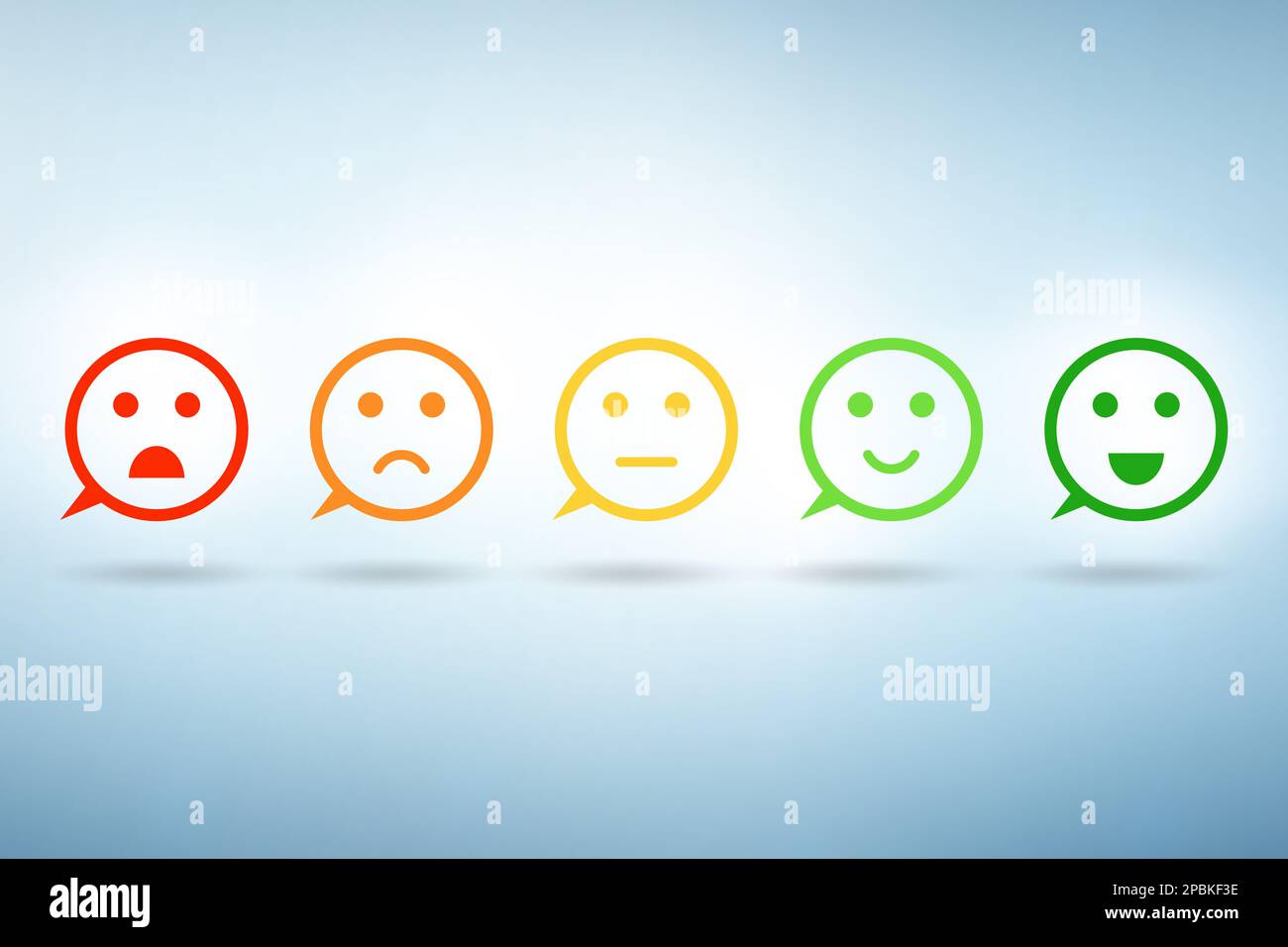 Illustration of customer feedback with the faces Stock Photo - Alamy