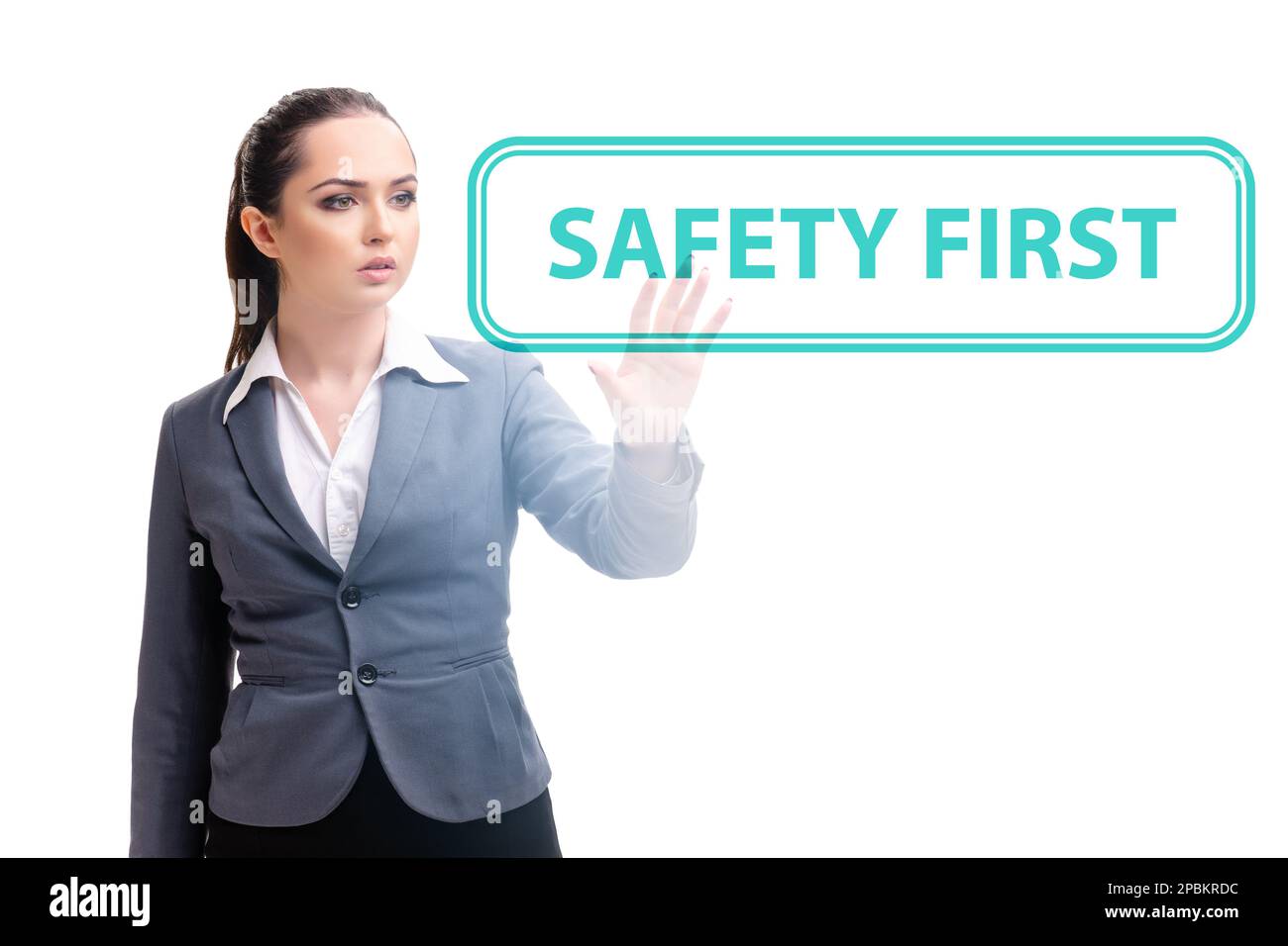 Safety first concept with the businesswoman Stock Photo - Alamy