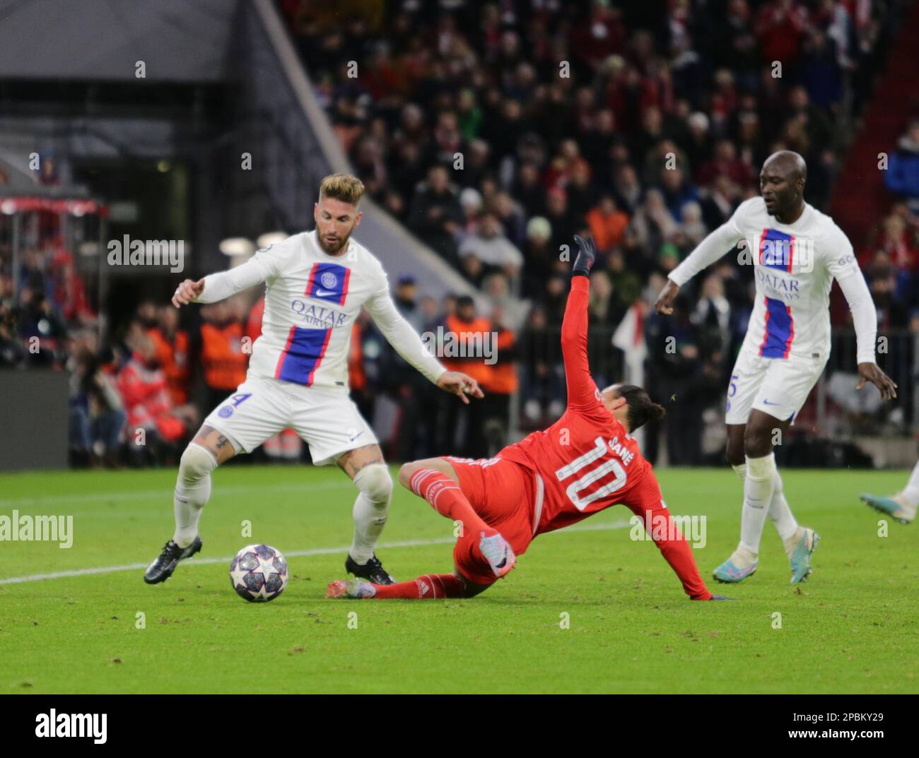 Sergio Ramos of Fc Paris Saint-Germain and Leroy Sane of Fc Bayern ...