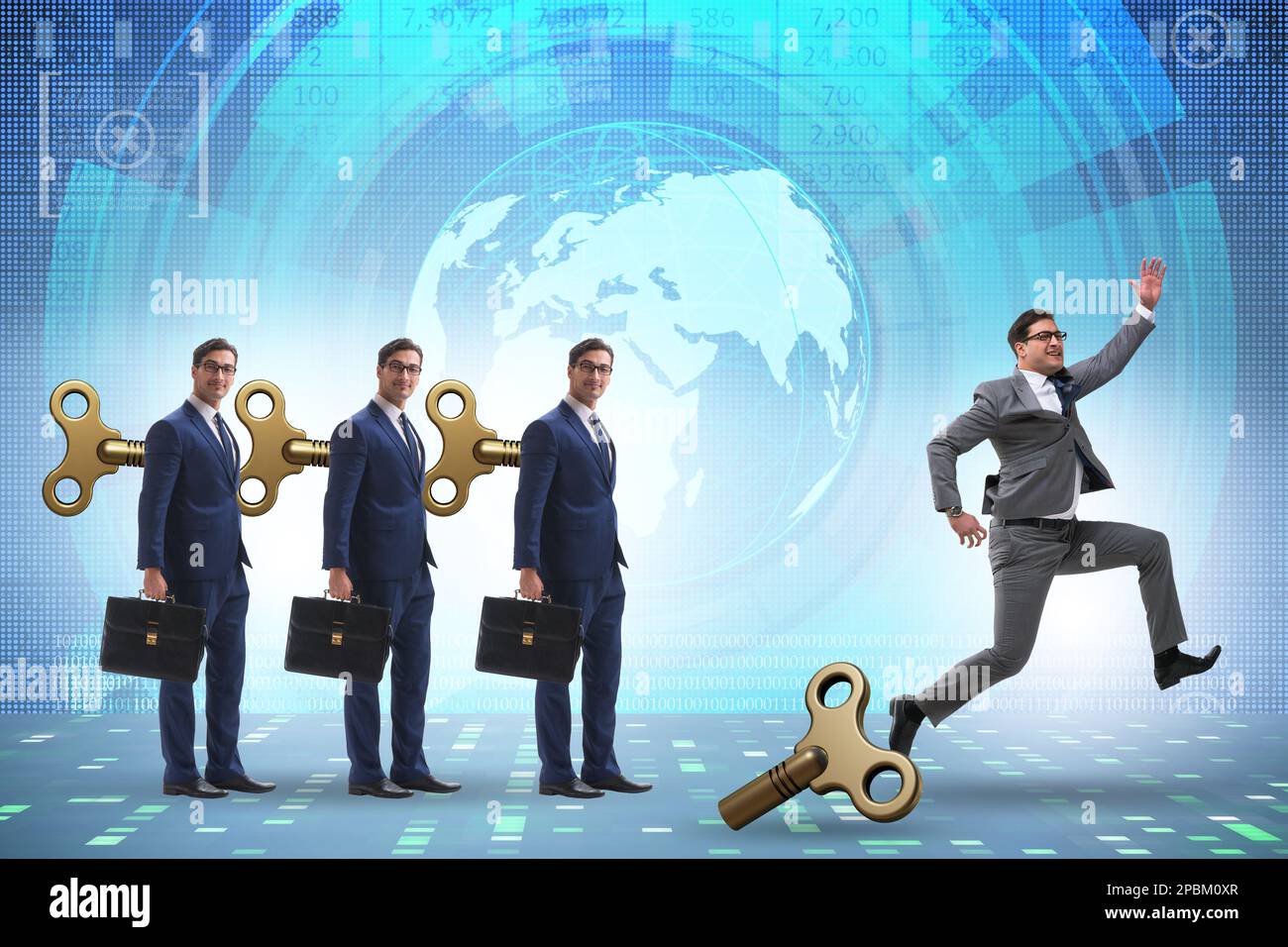 Concept of businessman escaping from the office routine Stock Photo - Alamy