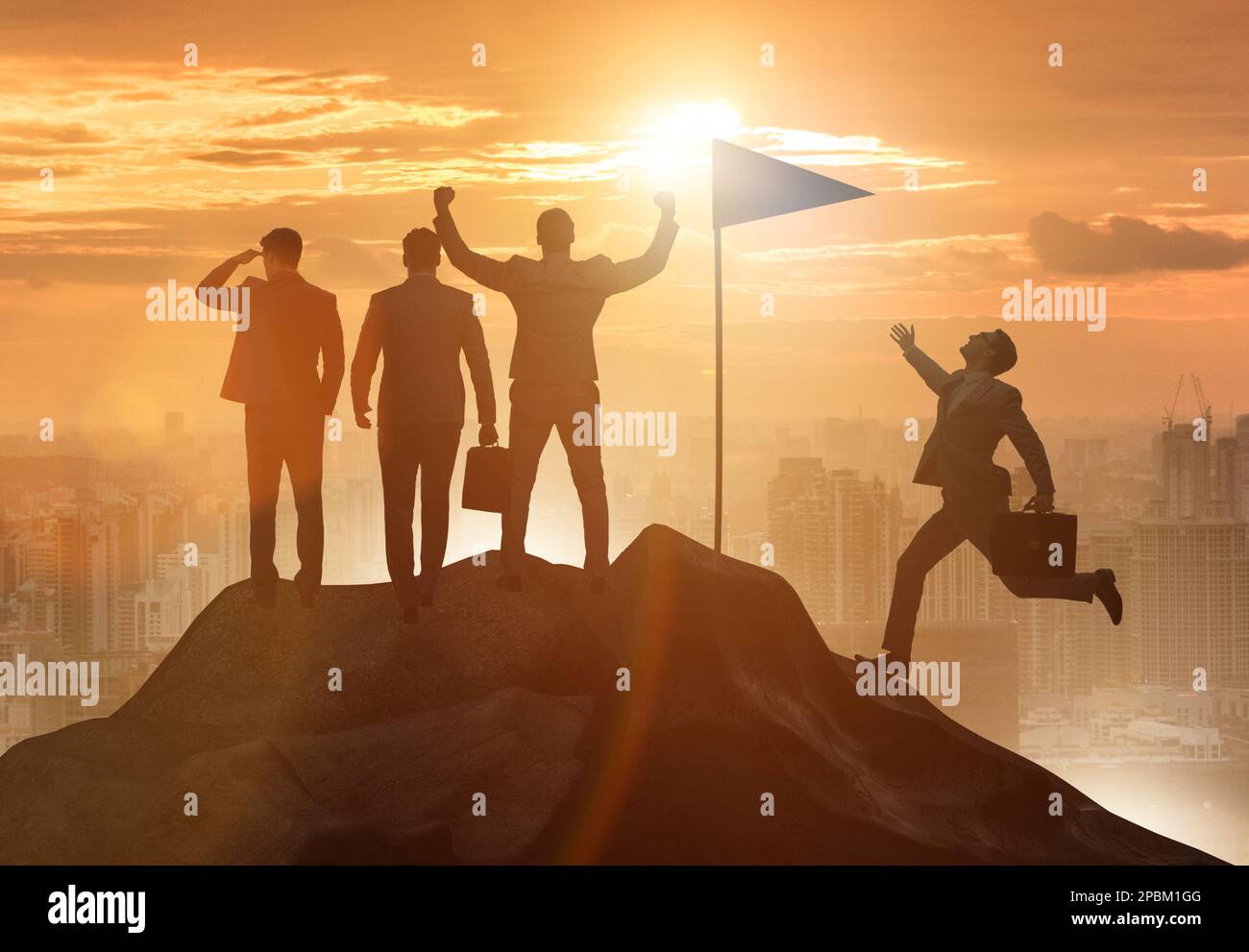 The businessmen in achievement and teamwork concept Stock Photo - Alamy