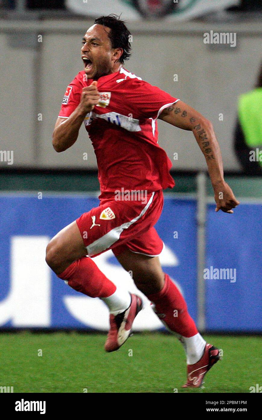 Stuttgart's Antonio da Silva from Brazil reacts after scoring during a ...