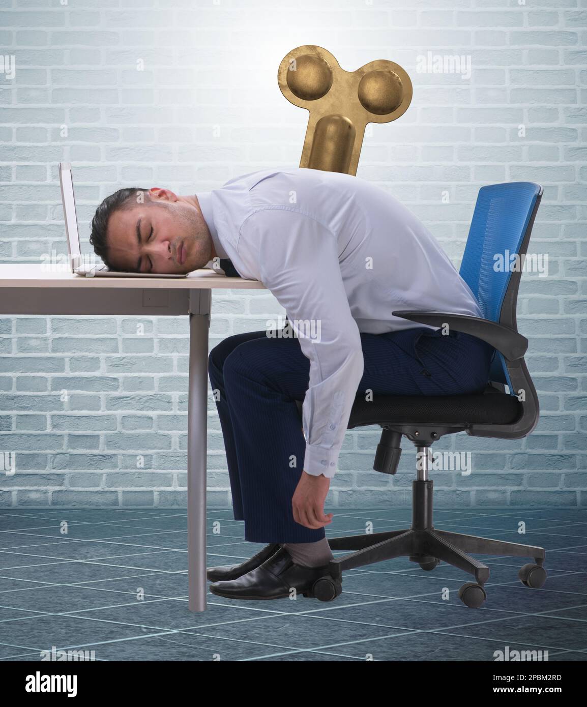 The employee losing energy from too much work Stock Photo - Alamy