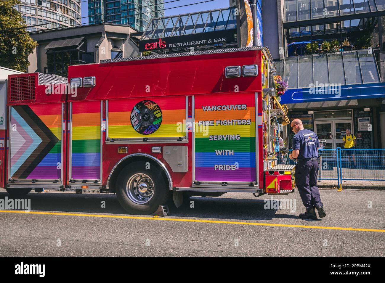 Vancouver, Canada - July 31,2022: Firetruck on Robson Street with a ...