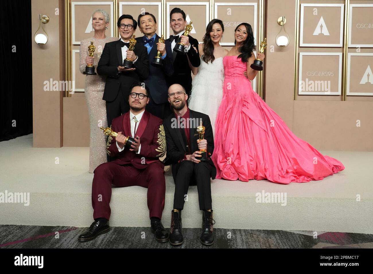 Jamie Lee Curtis, from back left, Ke Huy Quan, James Hong, Jonathan ...