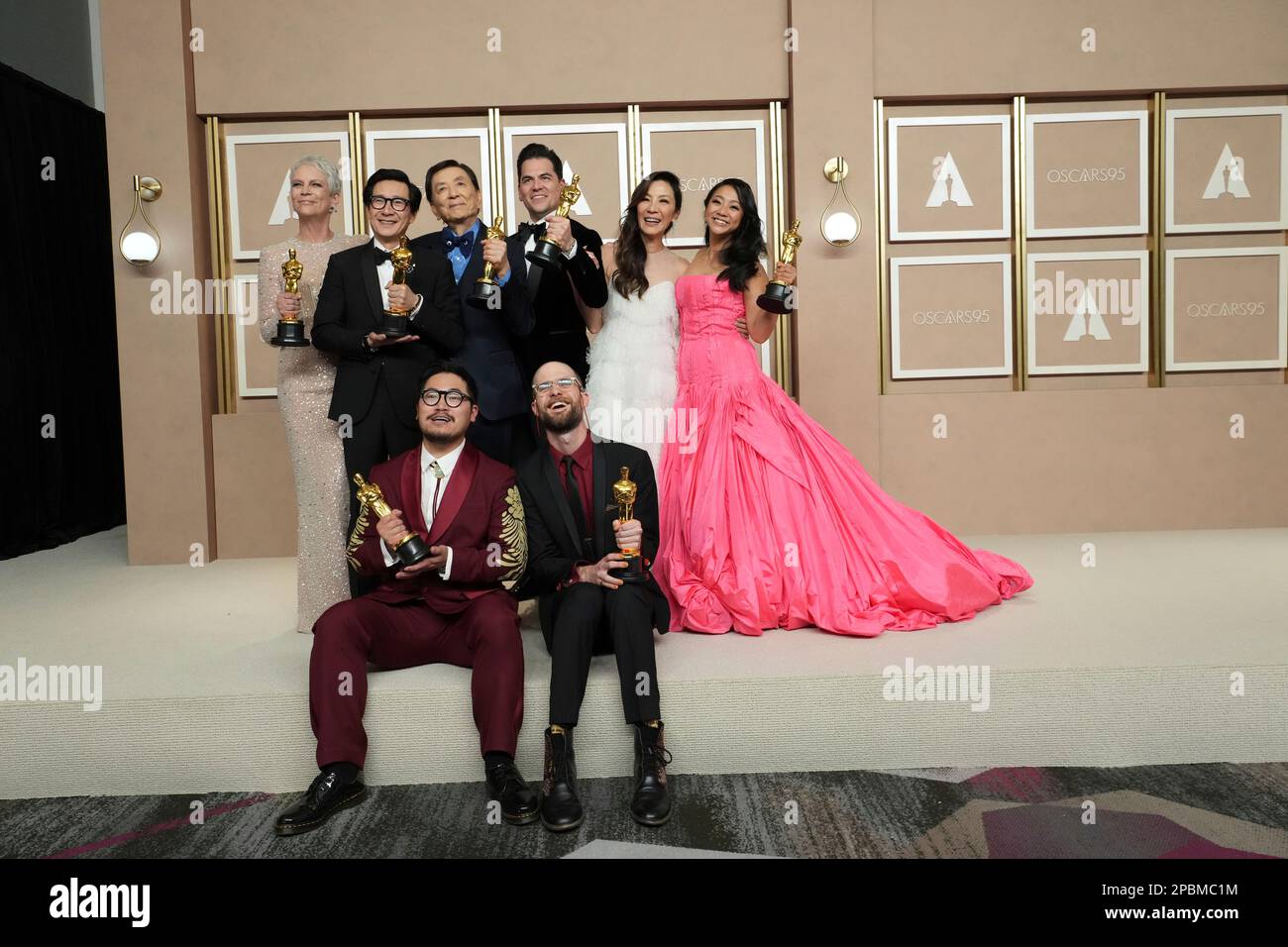 Jamie Lee Curtis, from back left, Ke Huy Quan, James Hong, Jonathan ...