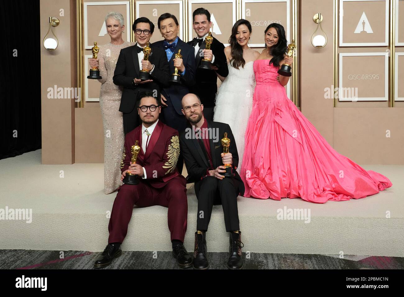 Jamie Lee Curtis, from back left, Ke Huy Quan, James Hong, Jonathan ...