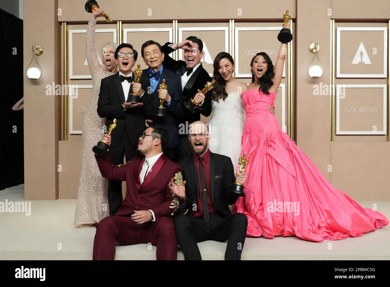 Jamie Lee Curtis, from back left, Ke Huy Quan, James Hong, Jonathan ...