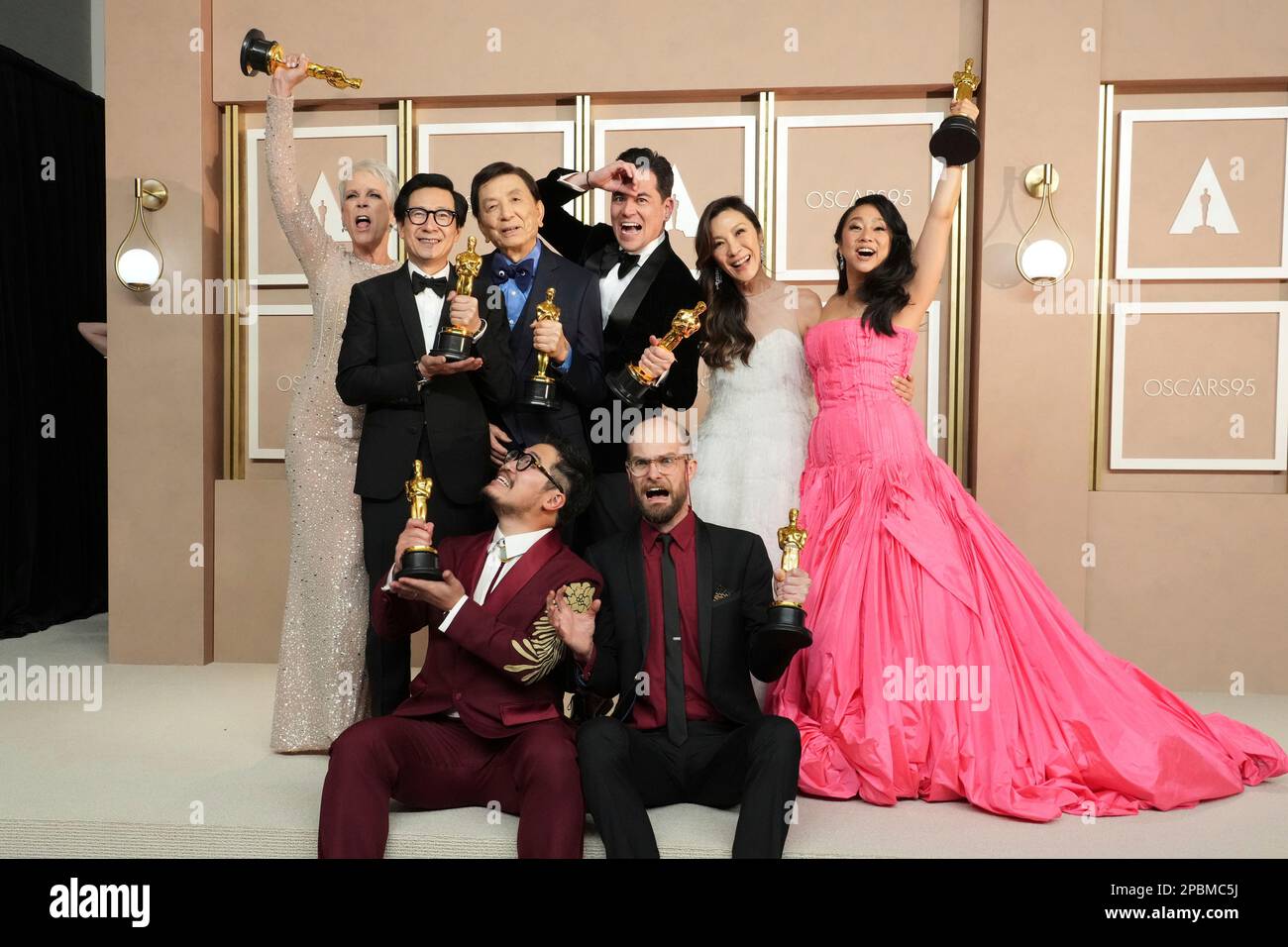 Jamie Lee Curtis, from back left, Ke Huy Quan, James Hong, Jonathan ...