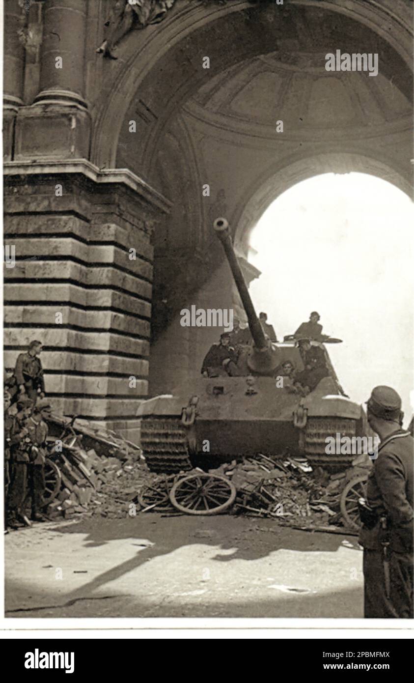 World War Two B&W photo A King Tiger in Budapest in March 1944 Stock ...