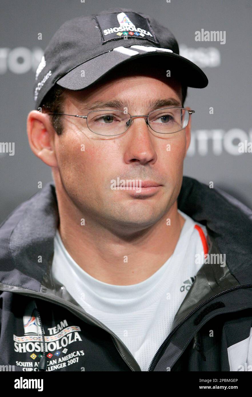 Mark Sadler of the South African Team Shosholoza , attends a news ...