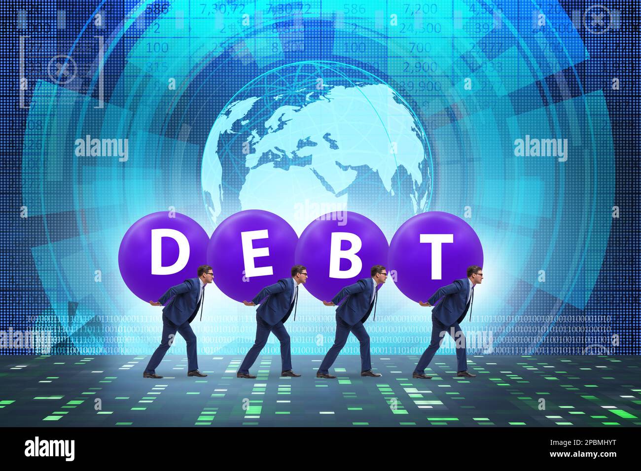 Businessmen in load and debt concept Stock Photo - Alamy