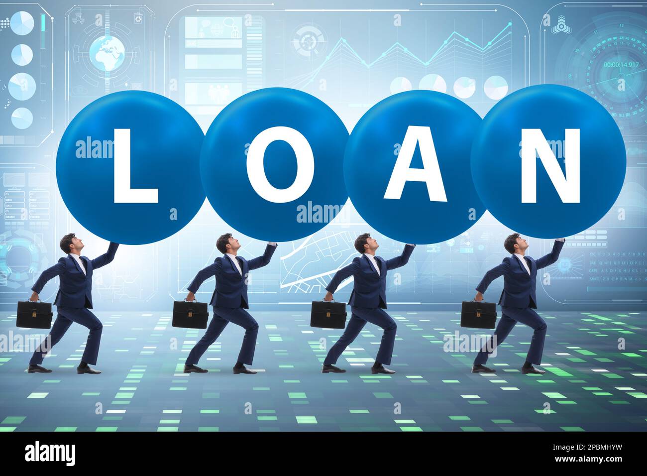 Businessmen in load and debt concept Stock Photo - Alamy