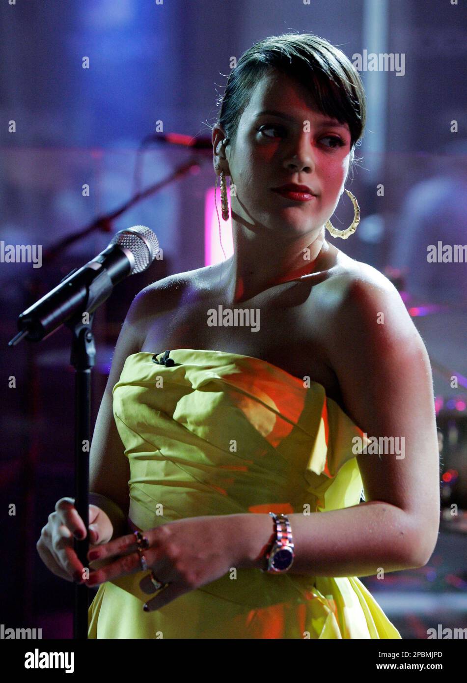 British pop singer Lily Allen waits to perform on the NBC "Today ...