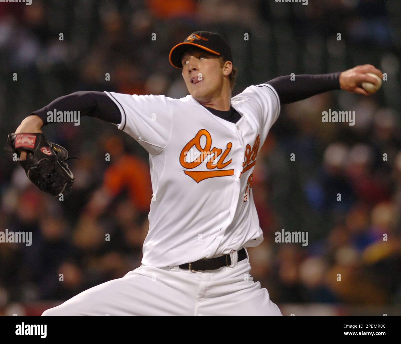 Baltimore Orioles pitcher Adam Loewen delivers against the Detroiit ...