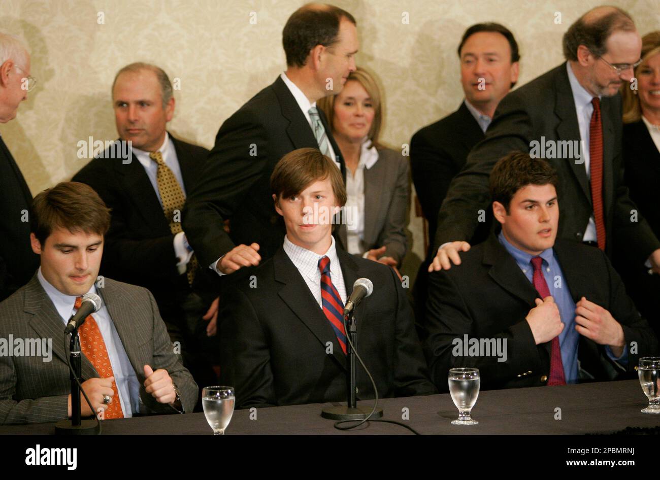 Former Duke lacrosse players from left, Dave Evans, Collin Finnerty ...