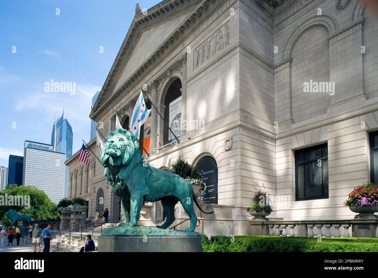 CAST BRONZE LION STATUES (©EDWARD KEMEYS 1893) ENTRANCE ALLERTON ...