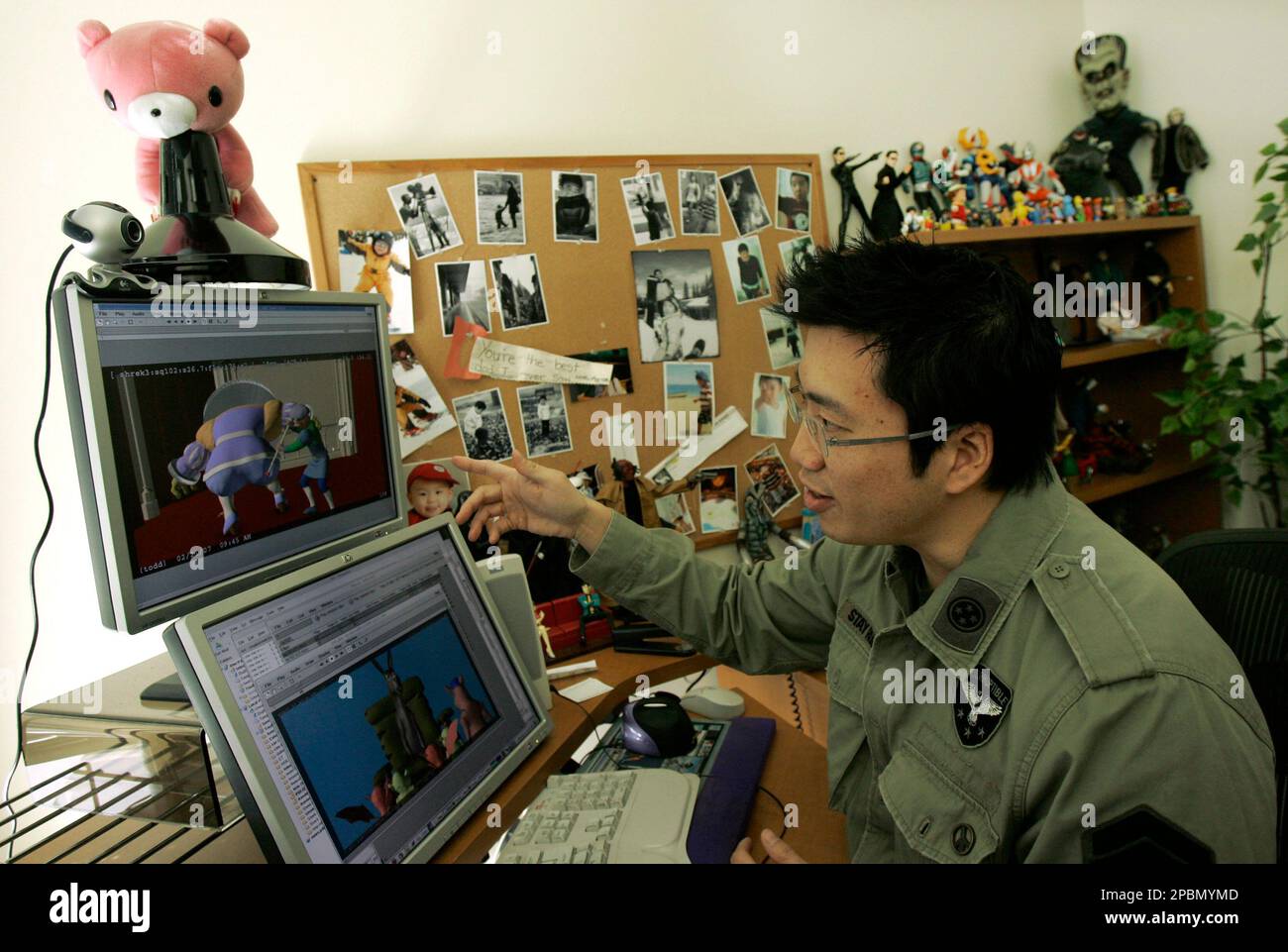 Tim Cheung, head of character animation for "Shrek the Third," works at ...