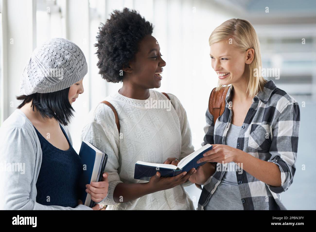 College friends. a group of female College students standing the a ...
