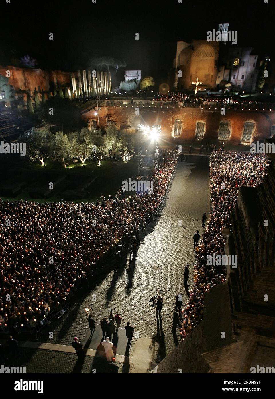 A view from the ancient Colosseum, during the Via Crucis (Way of the ...
