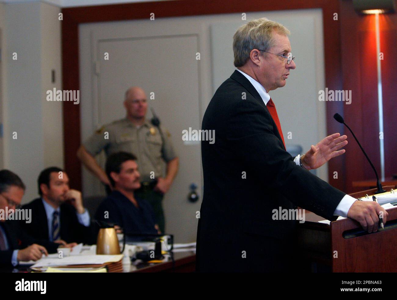 Defense lawyer Randall Skeen questions a witness during a preliminary ...