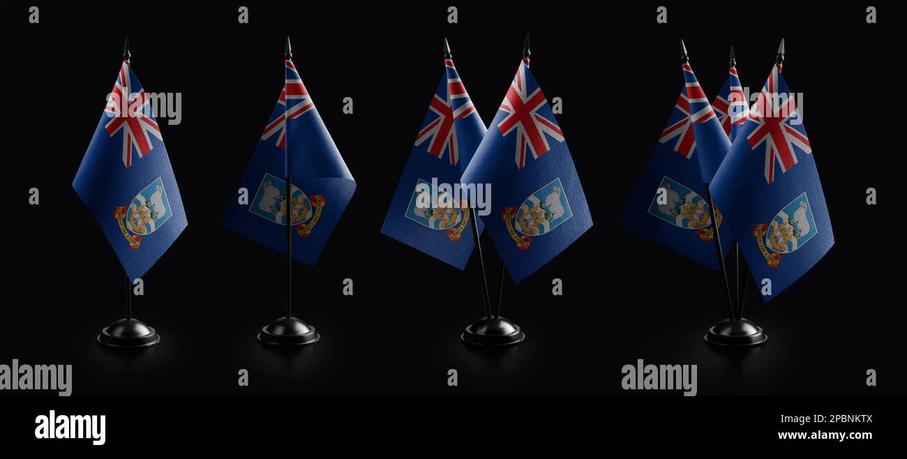 Small national flags of the Falkland Islands on a black background ...