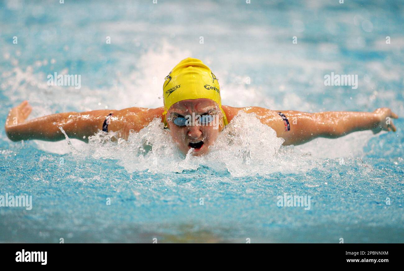 Australian Jessicah Schipper races the butterfly leg of the 4 x 100m ...