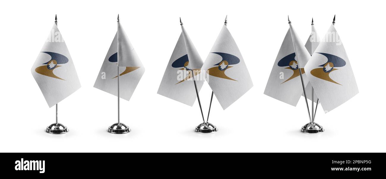 Small national flags of the Eurasian Economic Union on a white ...