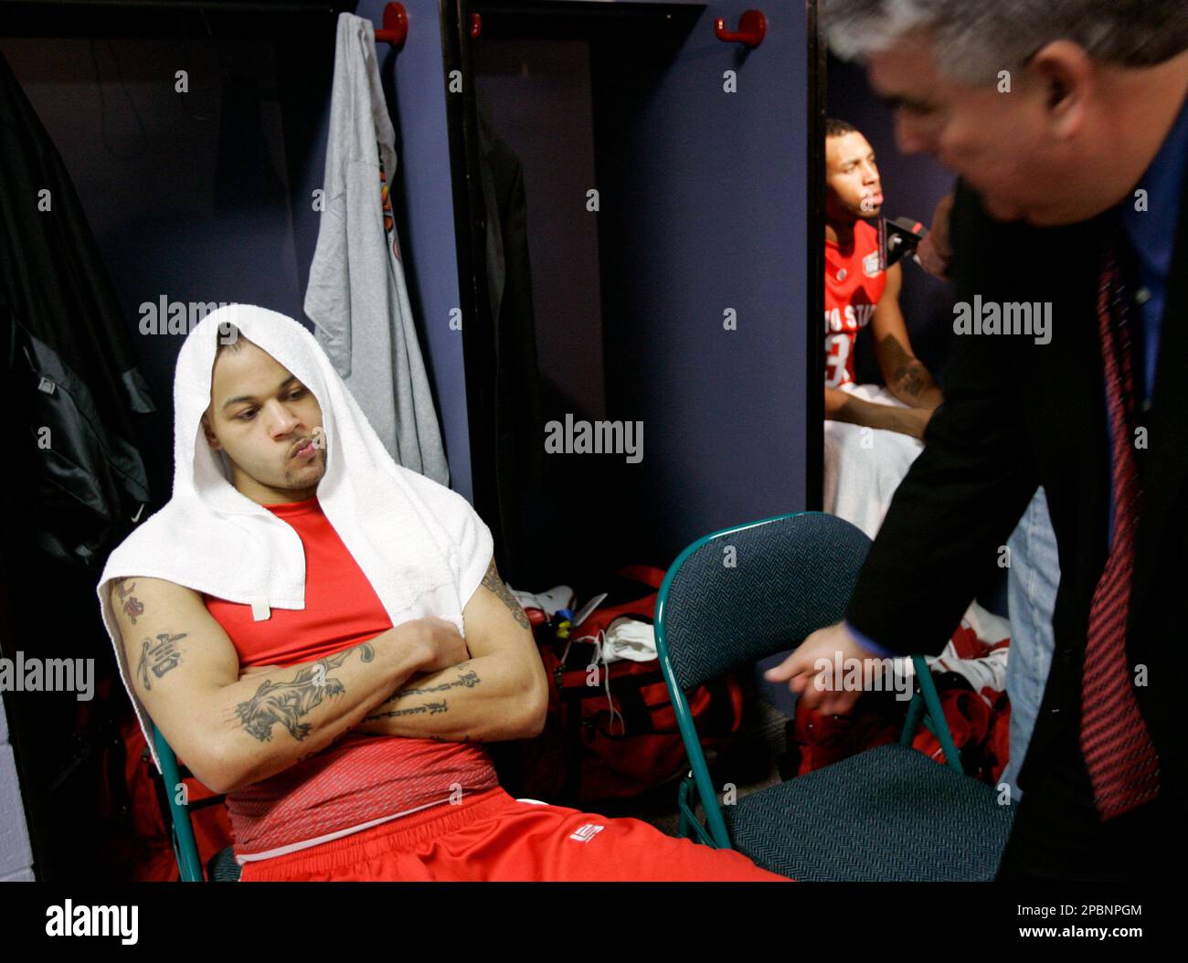 Ohio State guard Jamar Butler sits in the locker room after losing to ...