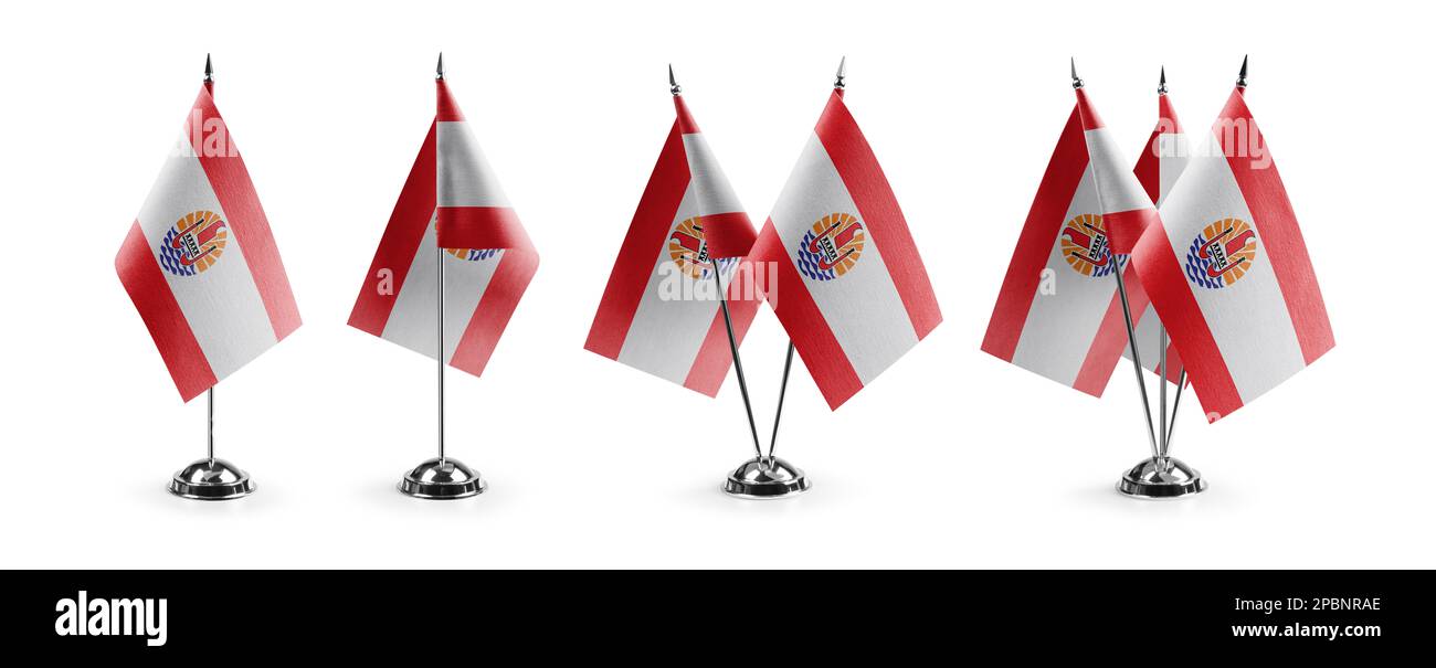 Small national flags of the French Polynesia on a white background ...