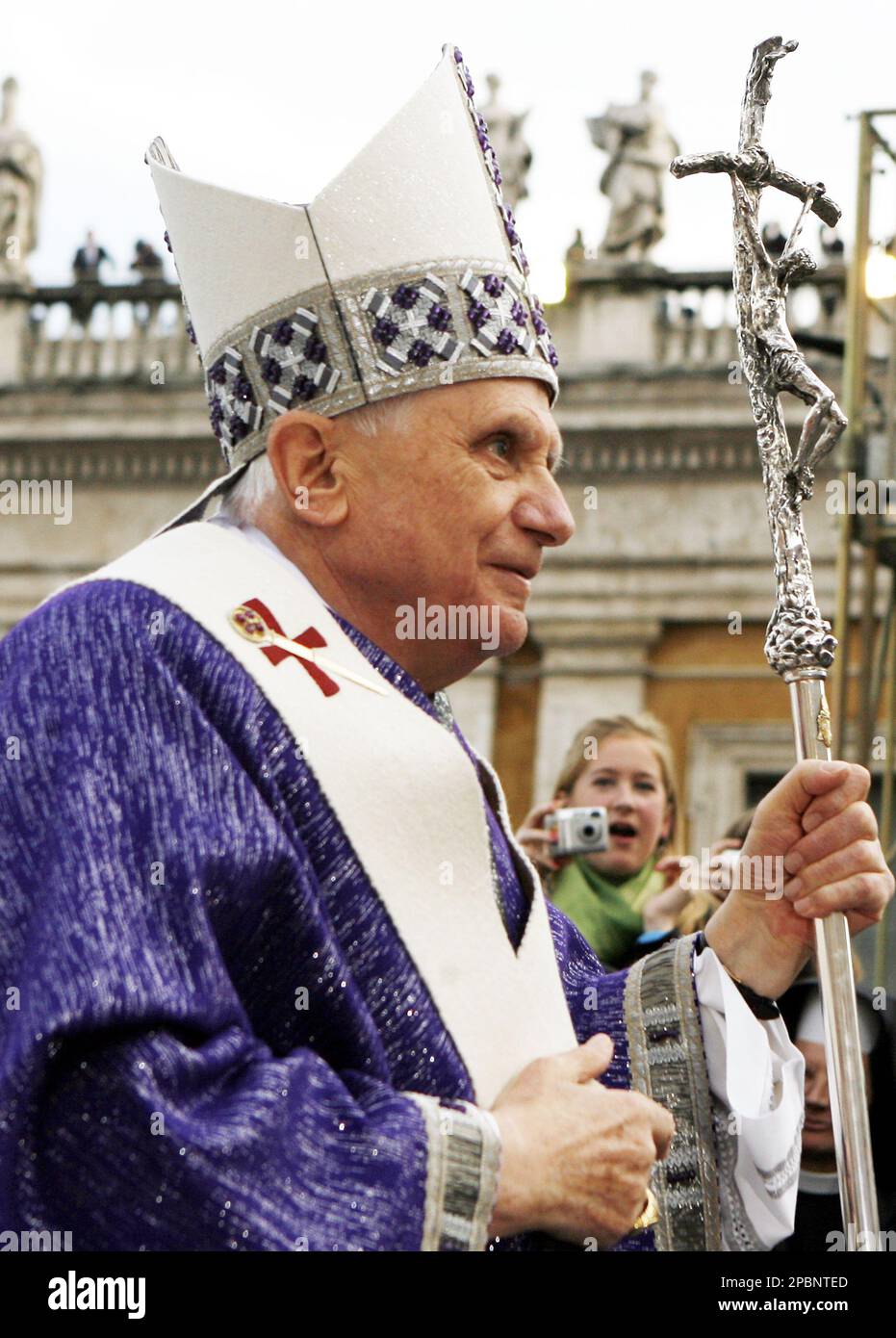 Pope Benedict XVI arrives to celebrate a Mass in memory of the late ...