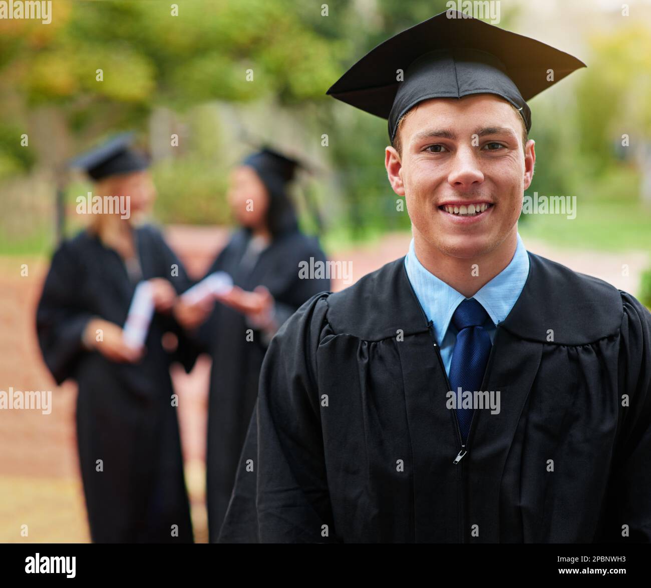 I am on my way. a young college graduate at his graduation ceremony ...