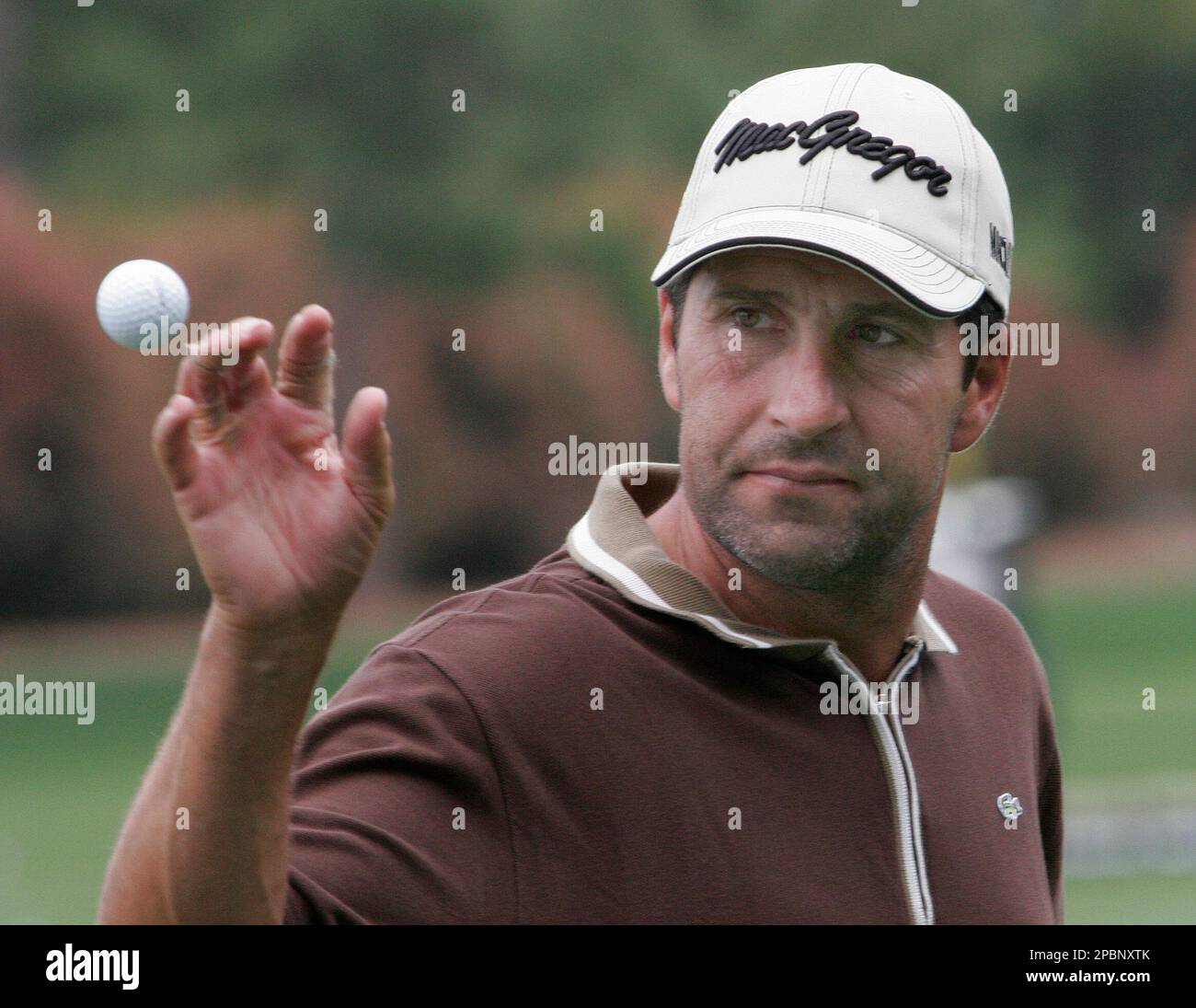 Former Masters champion Jose Maria Olazabal of Spain works out on the ...