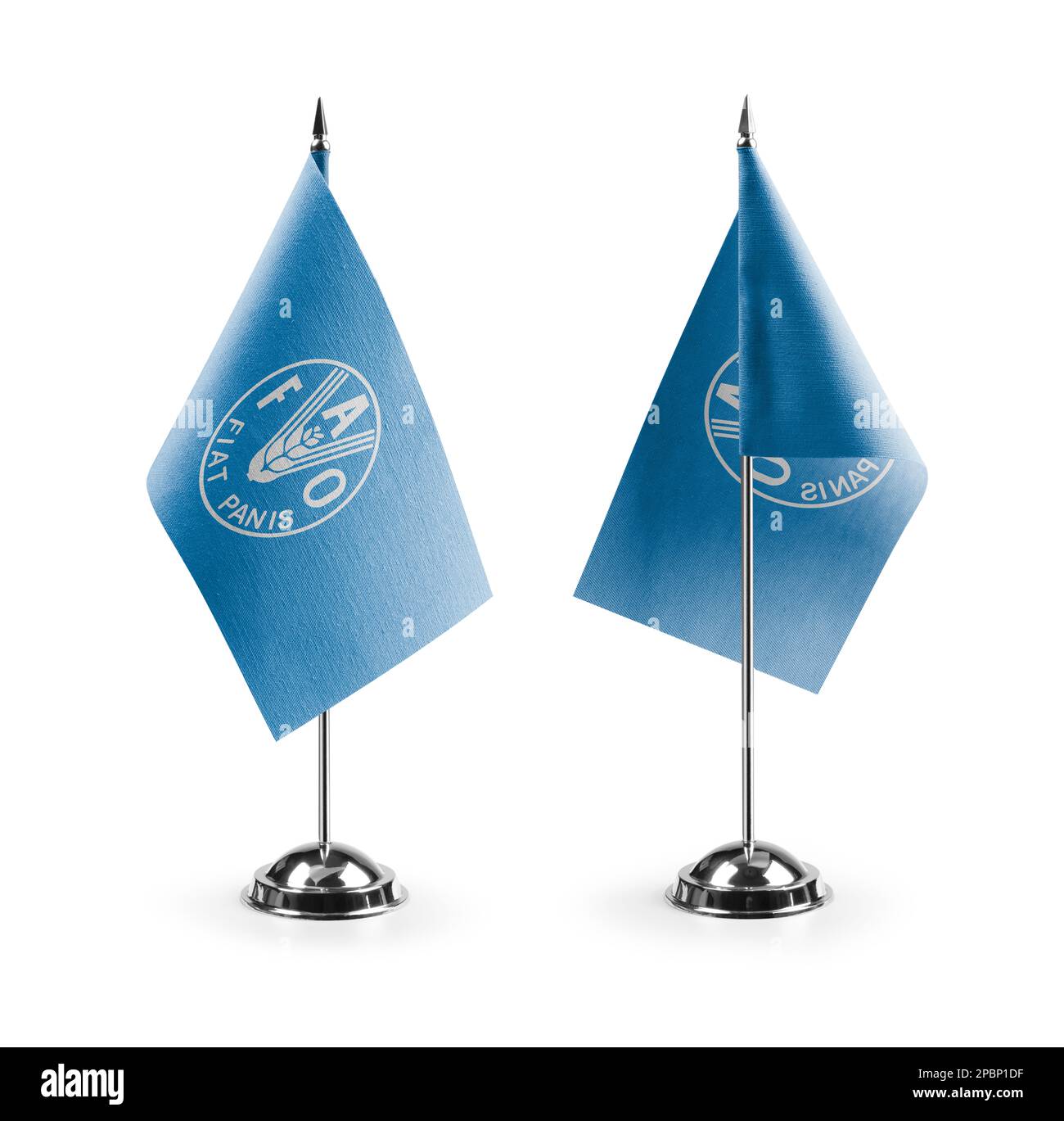 Small national flags of the Food and agriculture organization on a ...