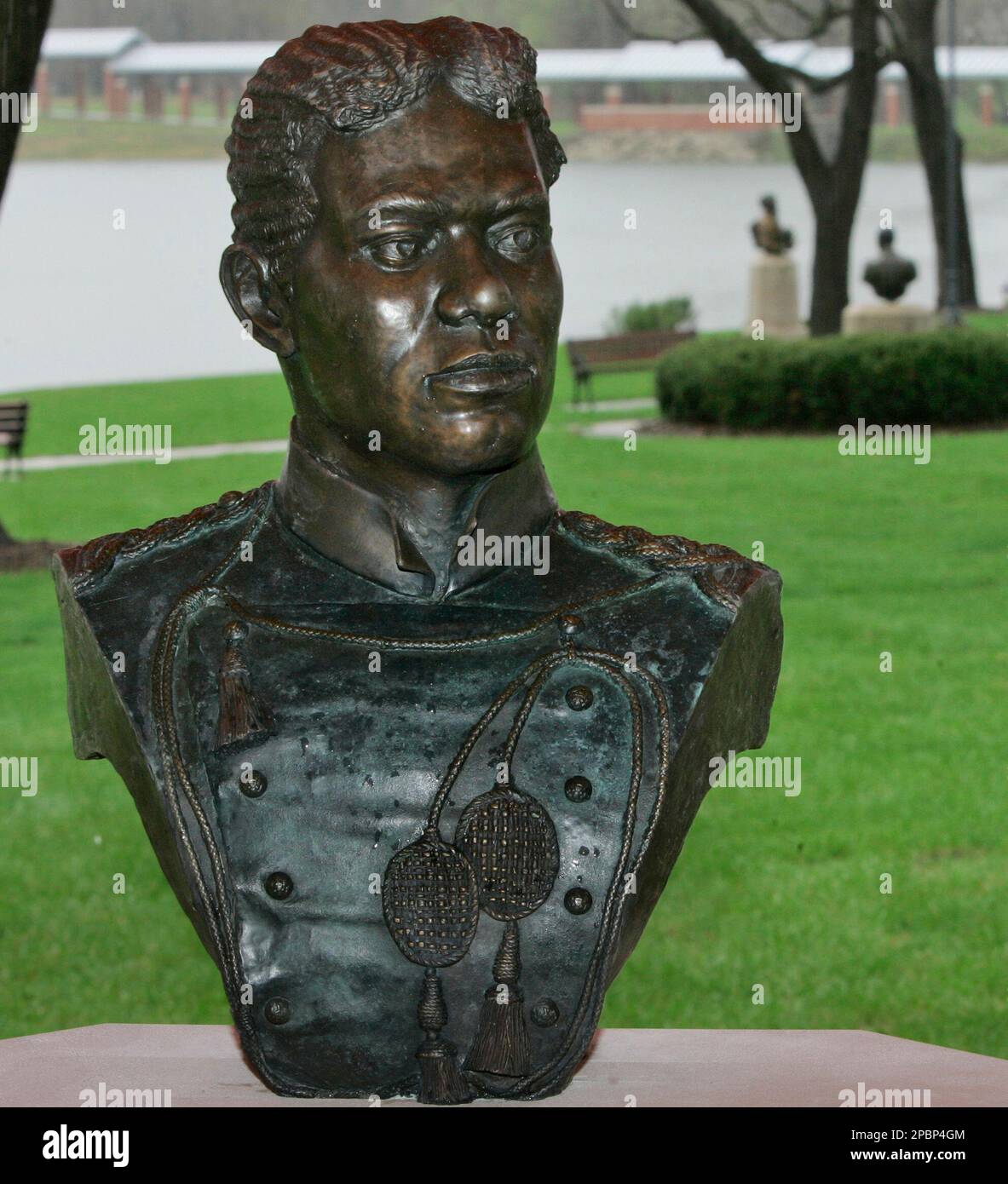 A bust of Lt. Henry O. Flipper, the first black graduate of the U.S ...