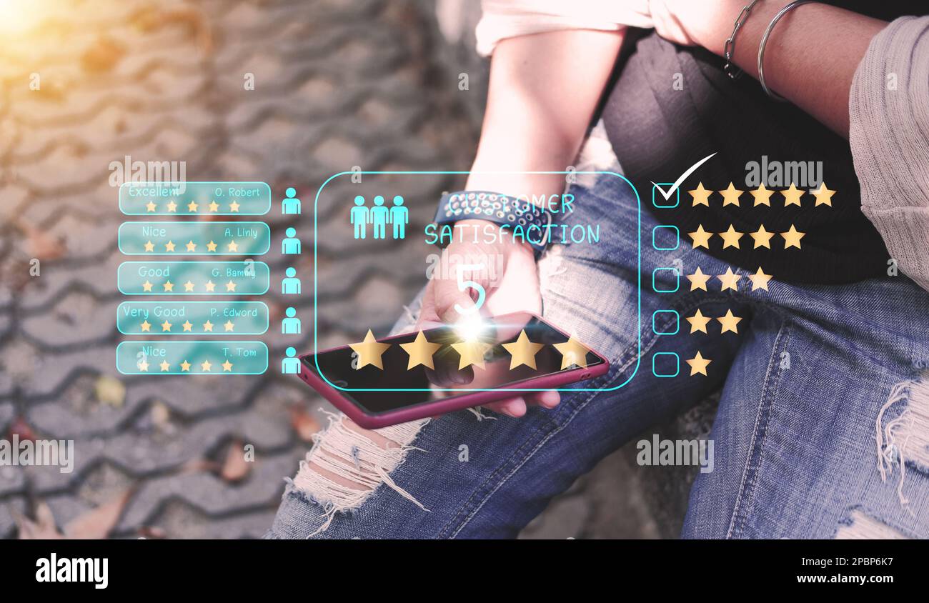 Users rate the service experience on the online application Concept ...