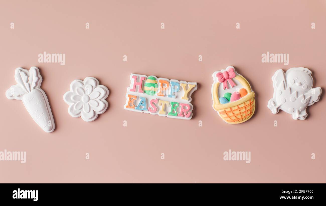 Easter figures made of plaster with paints, the concept of children's ...