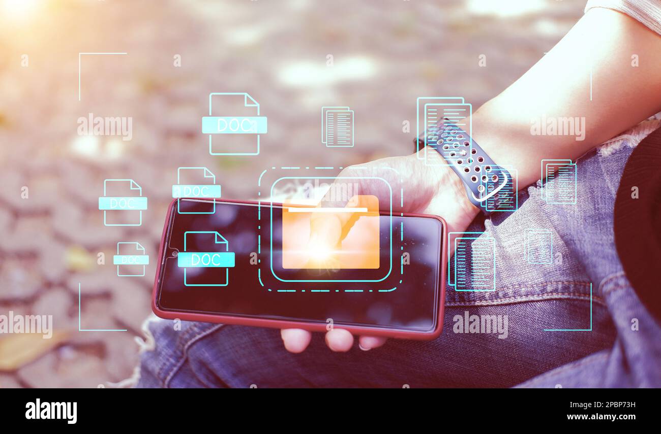 Concept : Document management system , folder and document icon ...