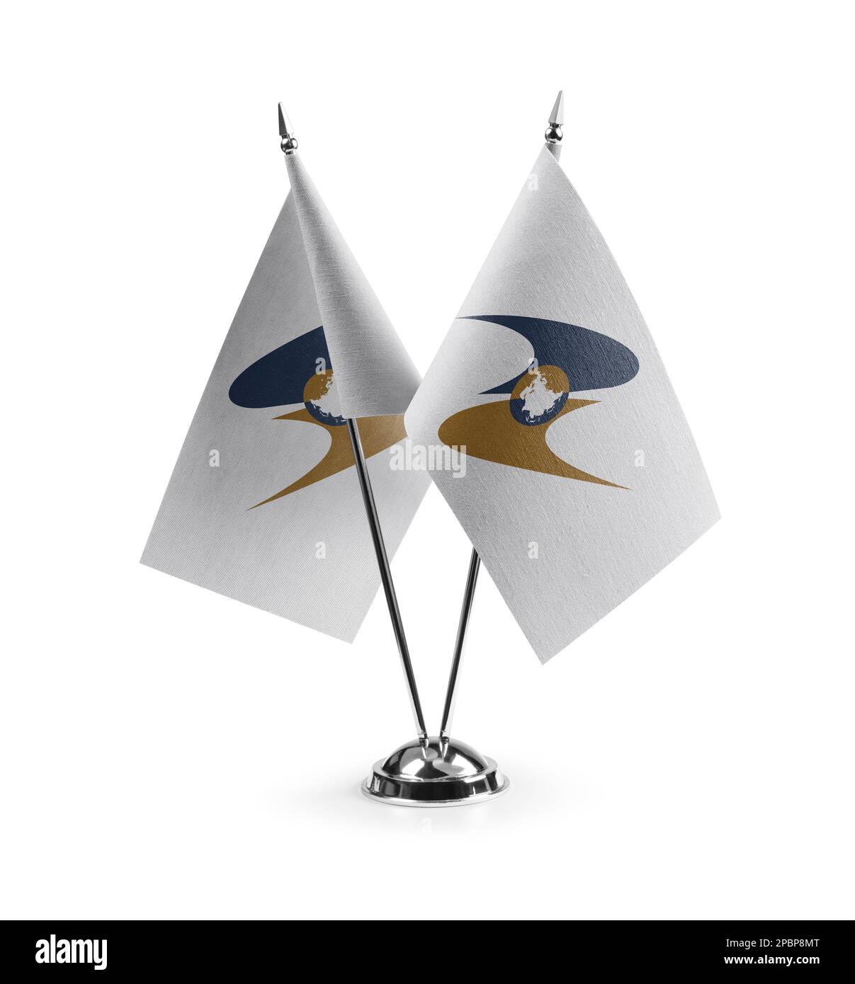 Small national flags of the Eurasian Economic Union on a white ...