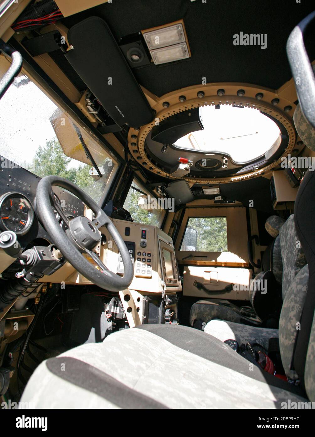 The interior of a Utility Variant (UV) vehicles showing touchscreen ...