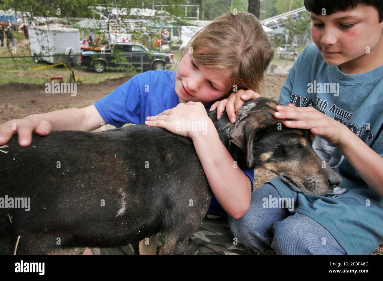 Rebecca Skains 9, left, with her twin brother Trey Skains 9, from ...