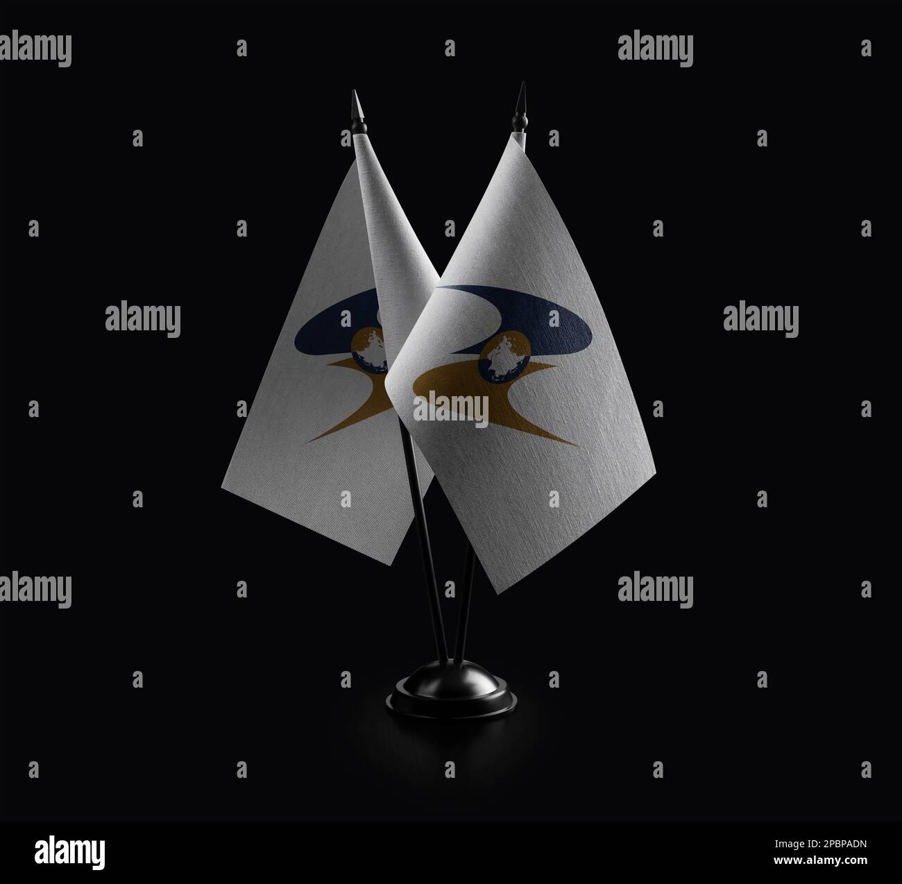 Small national flags of the Eurasian Economic Union on a black ...