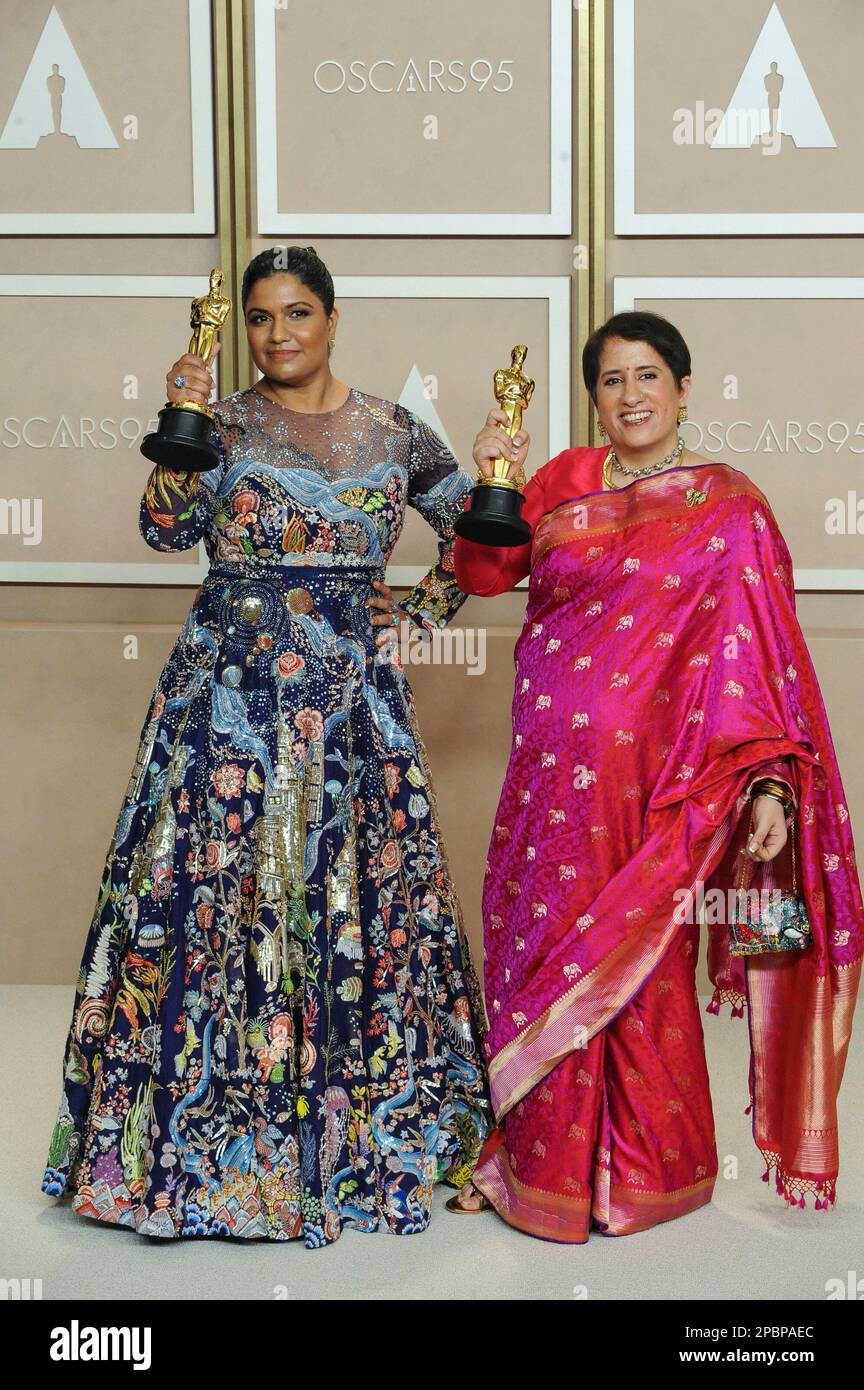 Los Angeles, CA. 12th Mar, 2023. Kartiki Gonsalves, Guneet Monga in the ...