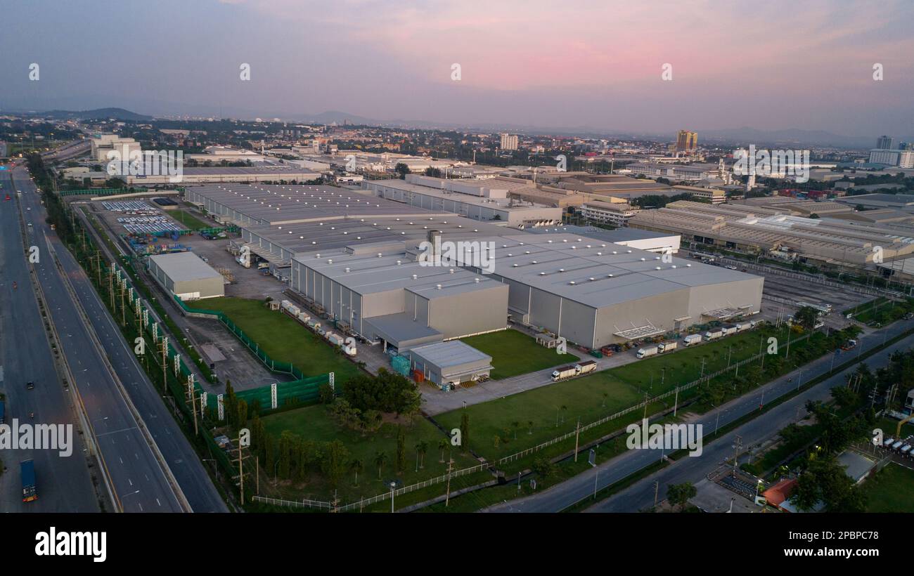 Top view Solar Panels on Warehouse Factory. Solar photo voltaic panels ...