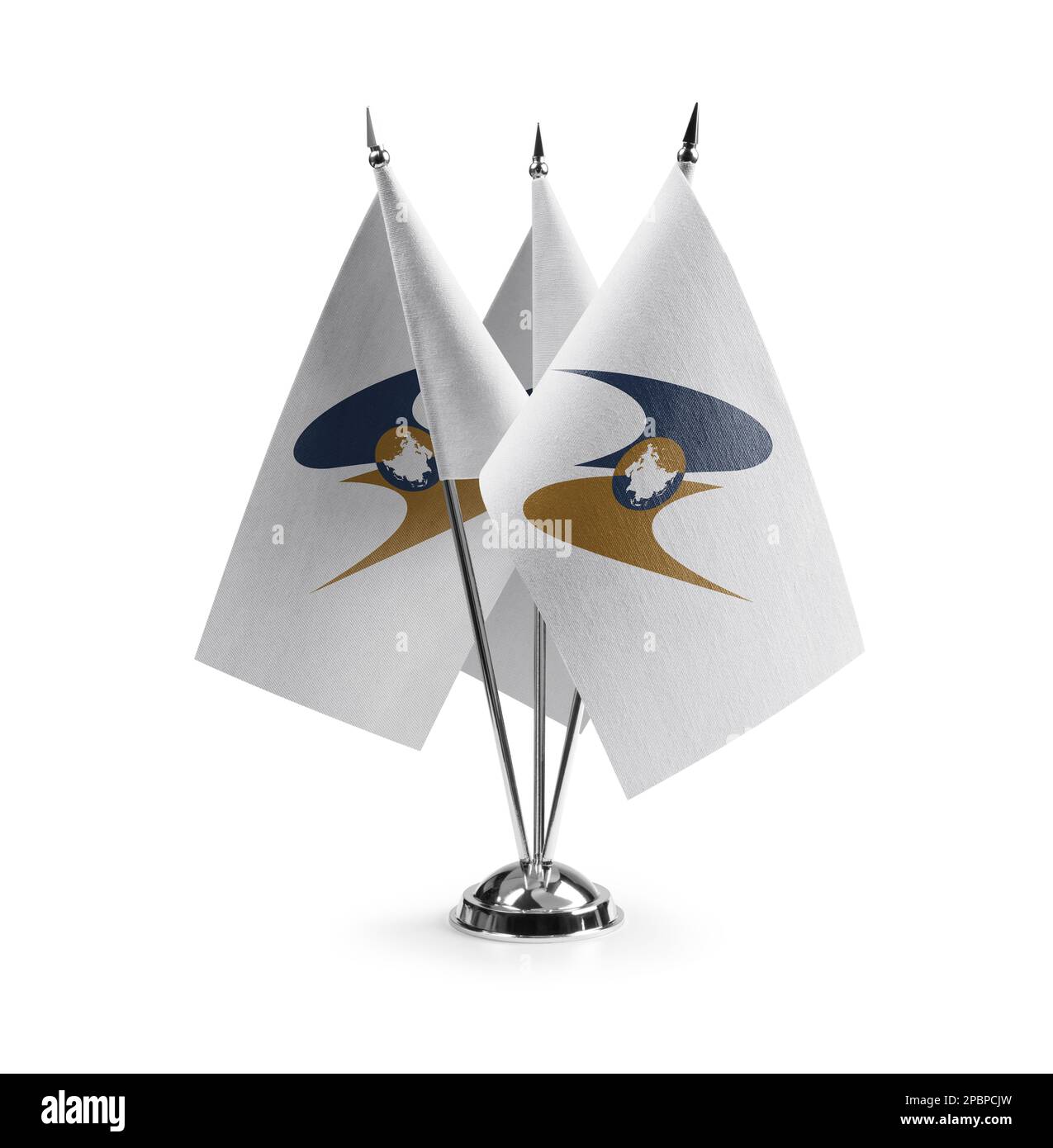 Small national flags of the Eurasian Economic Union on a white ...