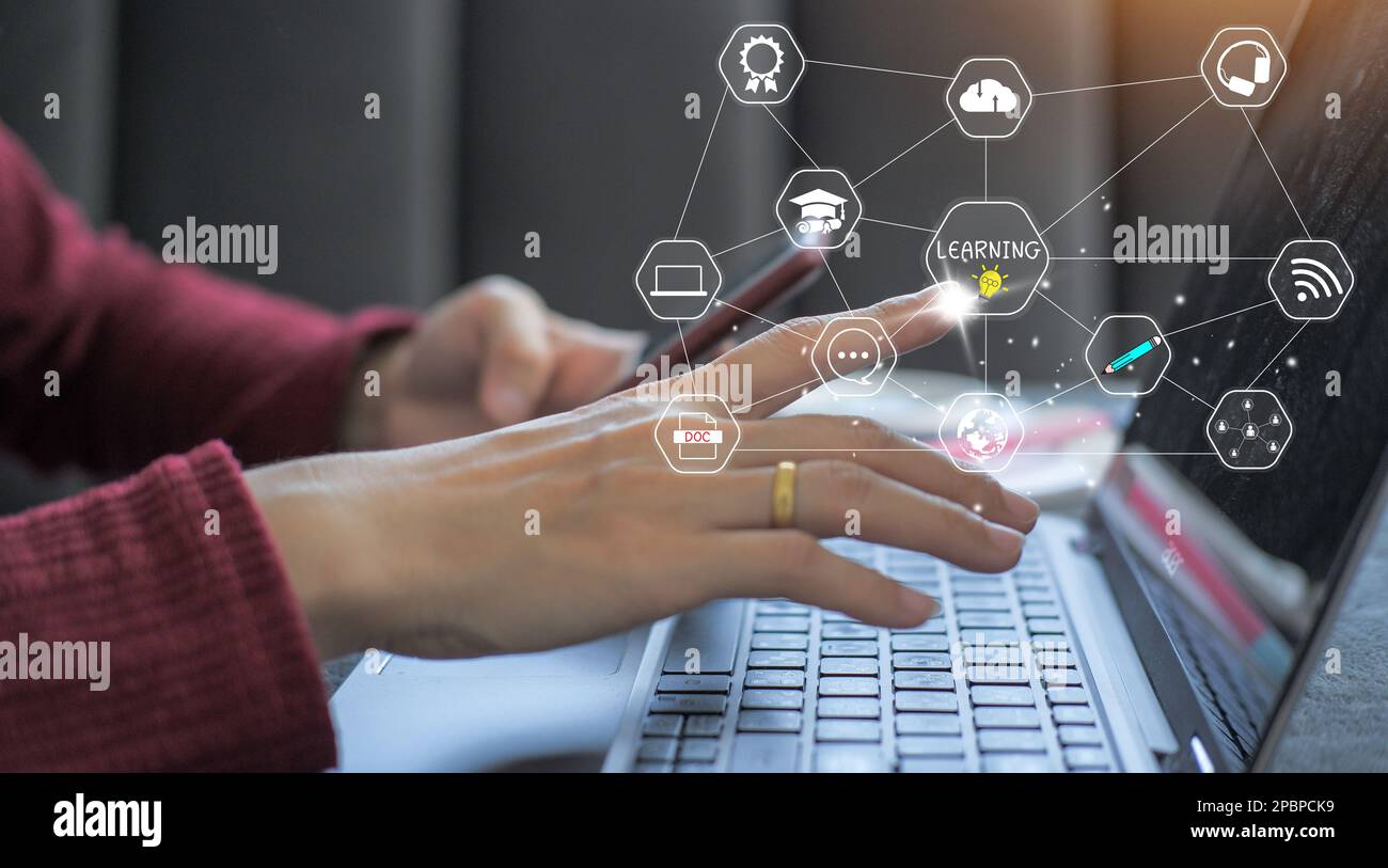 E-learning Internet Technology education concept online learning with ...