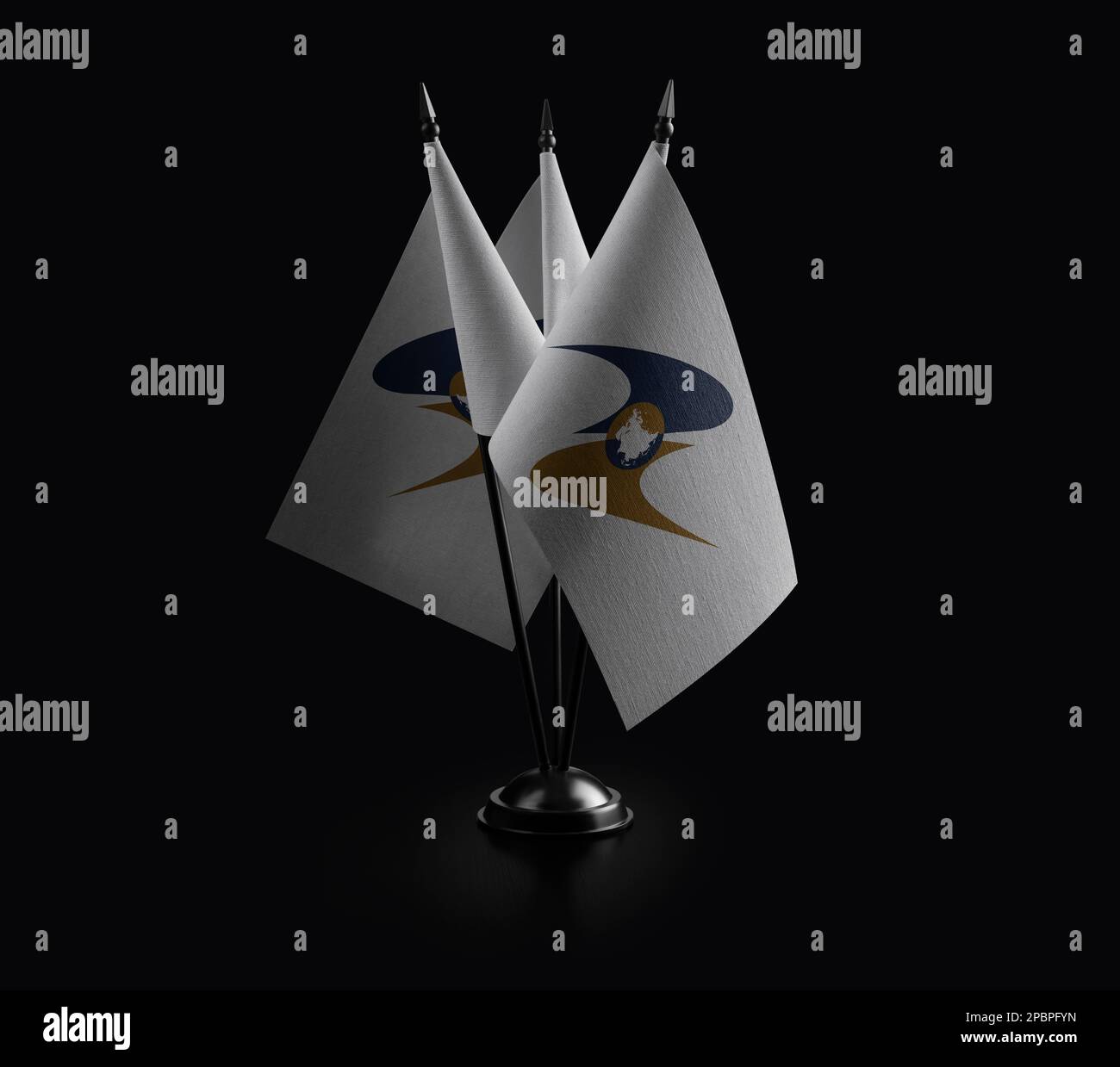 Small national flags of the Eurasian Economic Union on a black ...