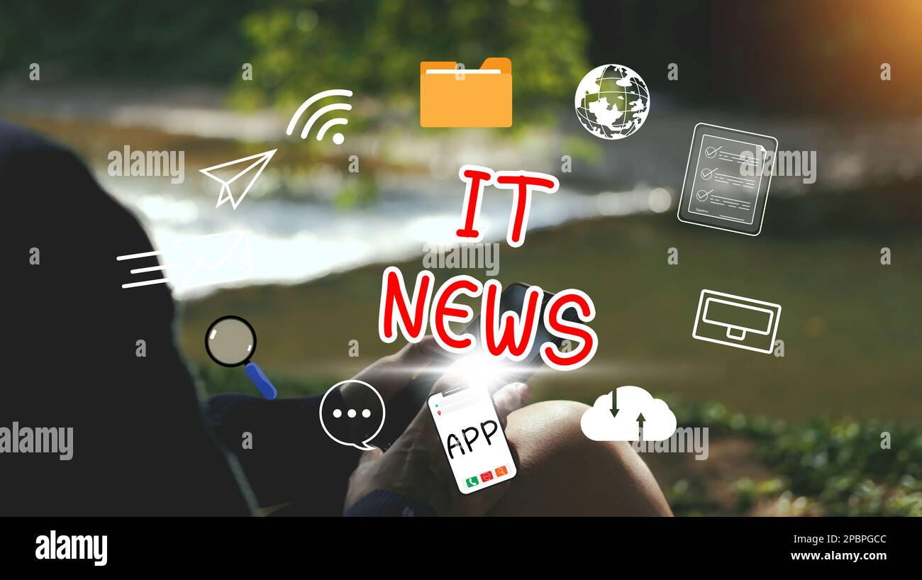 Online breaking news concept. hand holding smartphone using to watch ...